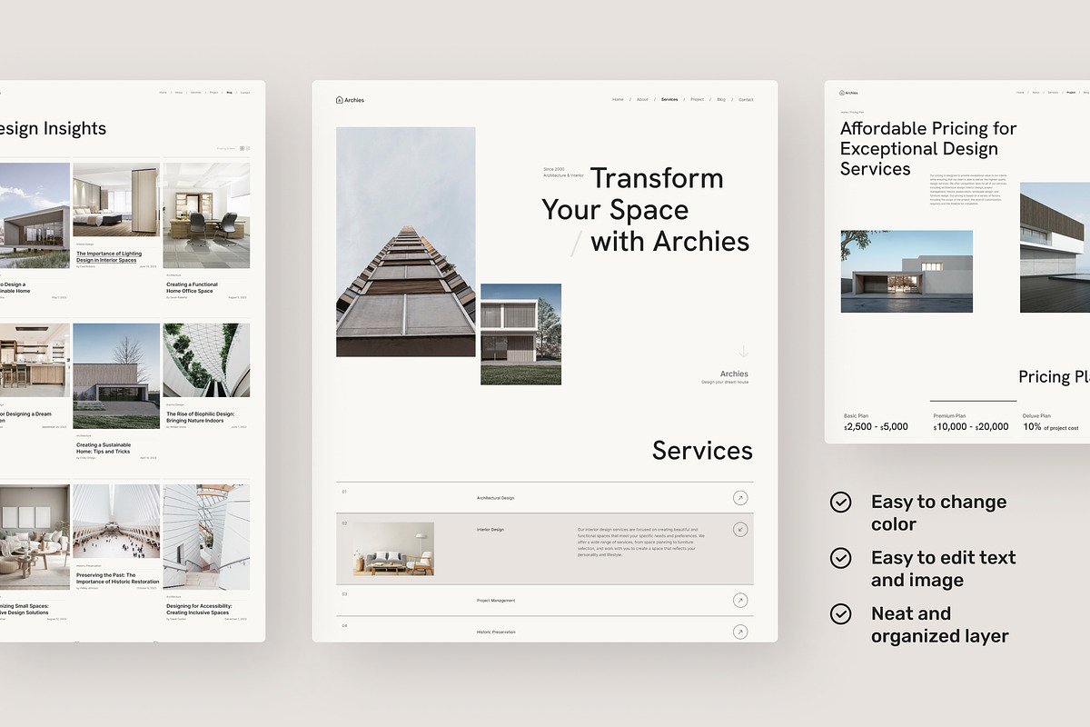 Architecture & Interior Website, an UI Kit Template by peterdraw