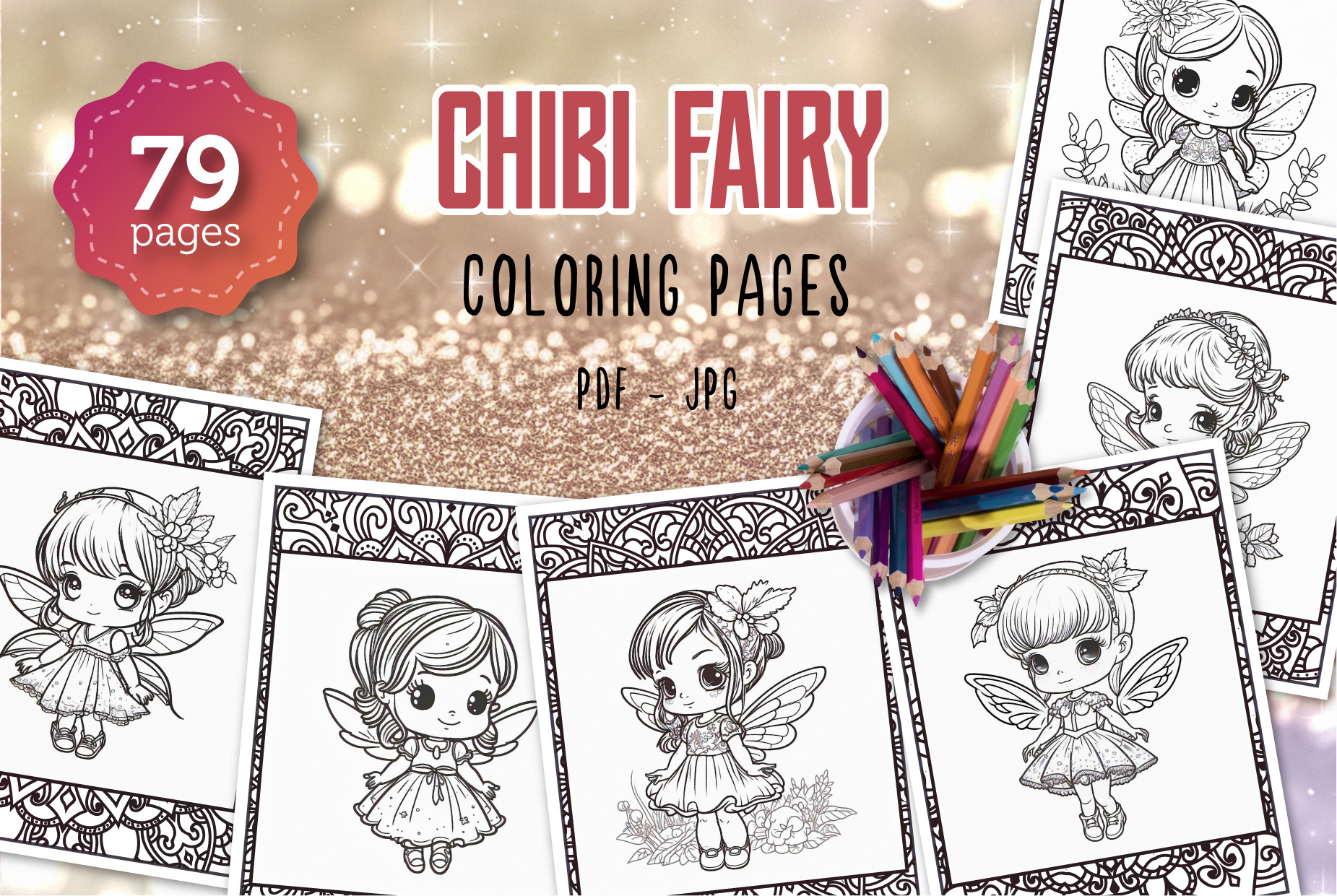 79 Chibi Fairy Coloring Pages, a Person Illustration by Blue Digital Studio