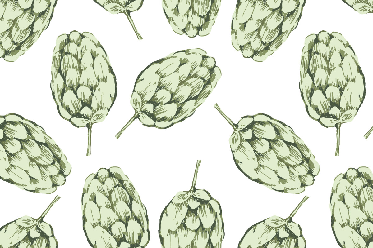 hop and seamless patterns, a Food Illustration by handsketched