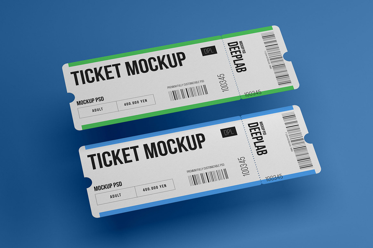 Tickets Mockup Set - 17 styles, a Print Template by Deeplab