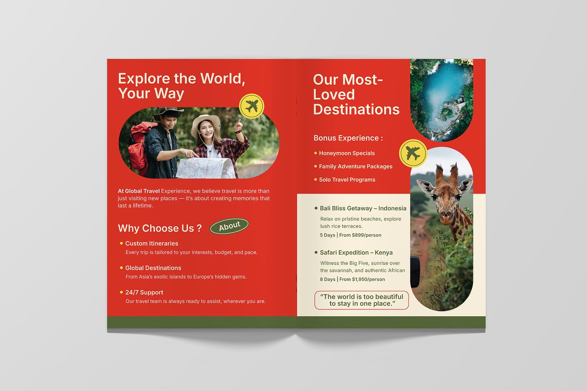 Travel Experience Bifold Brochure, a Brochure Template by Annora Studio