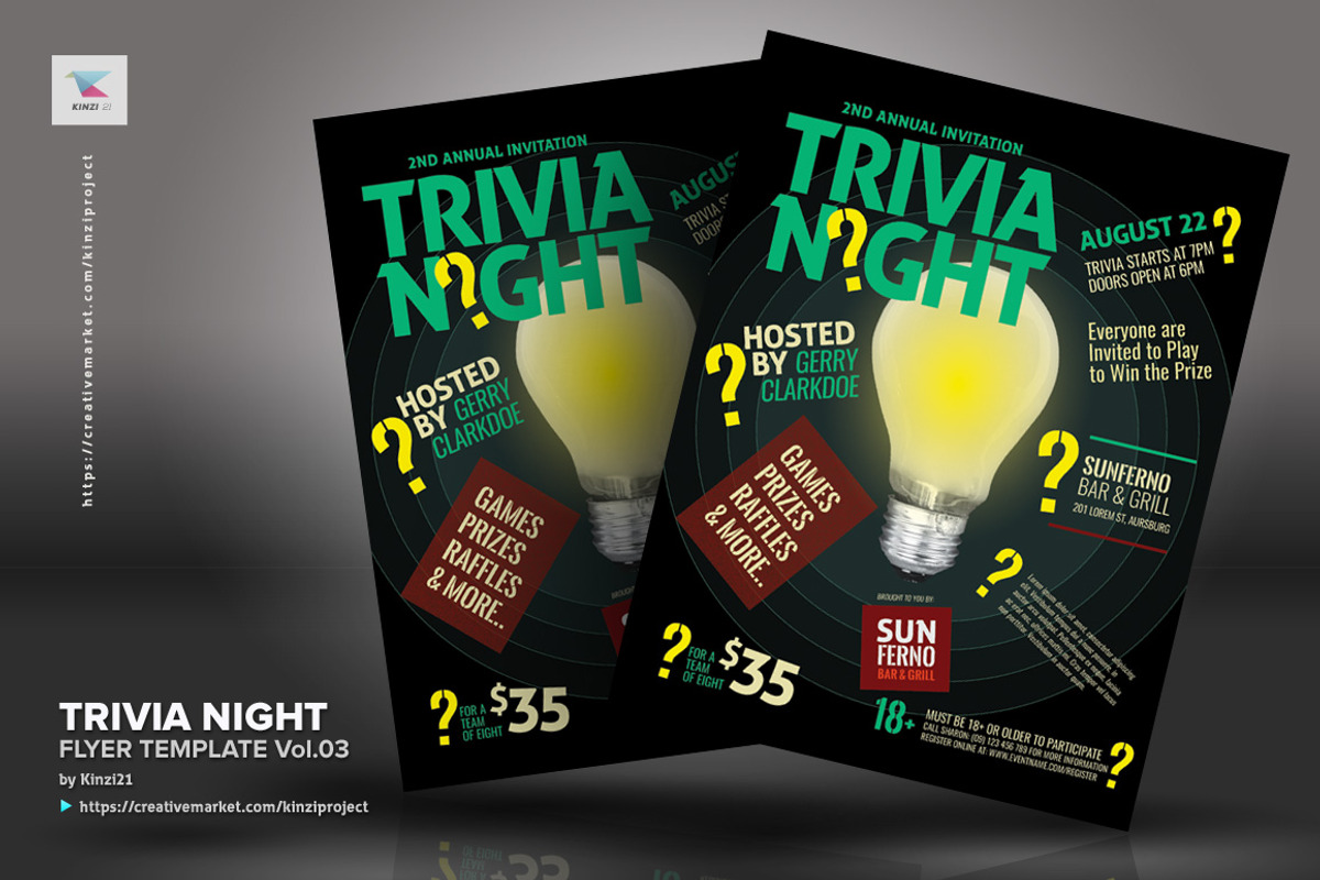 Trivia Night Flyer Template Vol.03, a Flyer Template by kinzi21