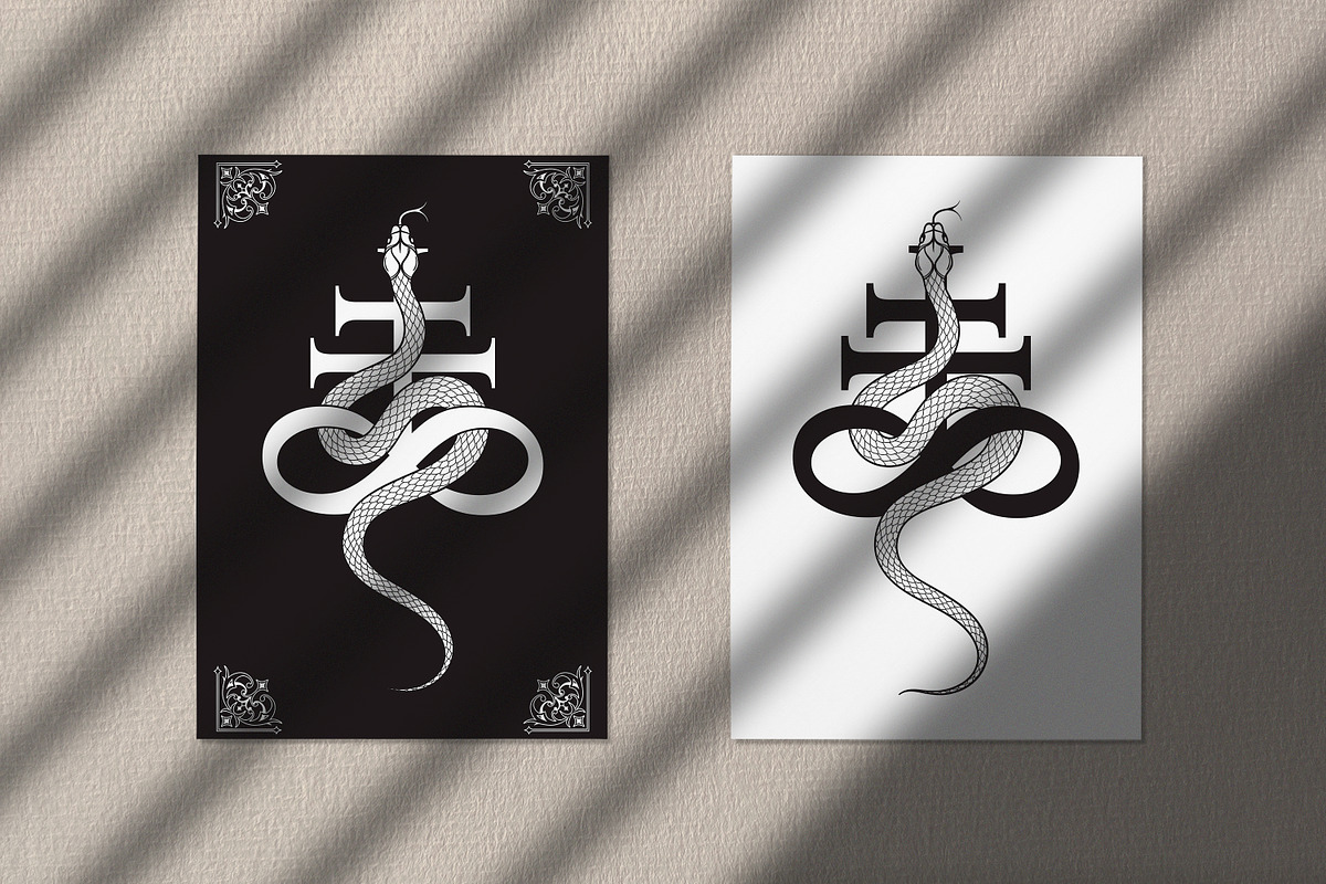 Snake Cult vector elements, an Illustration by Croisy