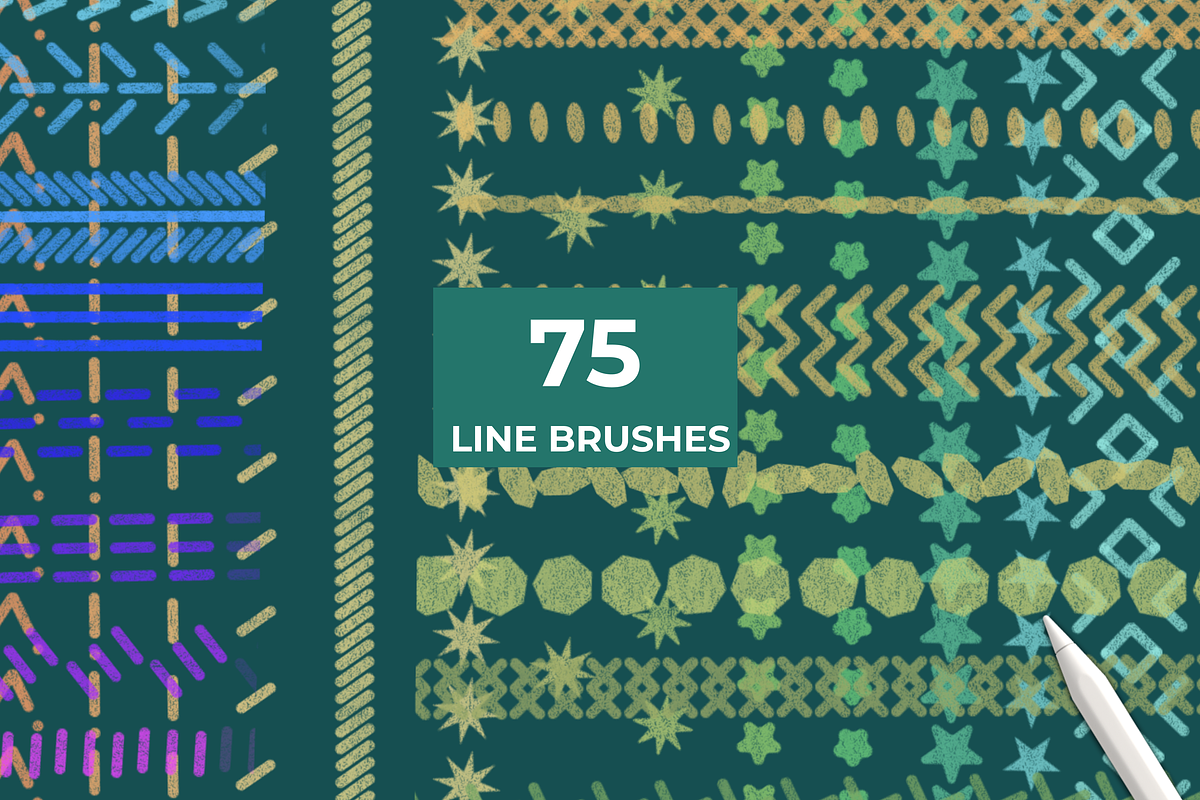 Linear brushes patterns Procreate, a Brush Add-On by Graphics Resources