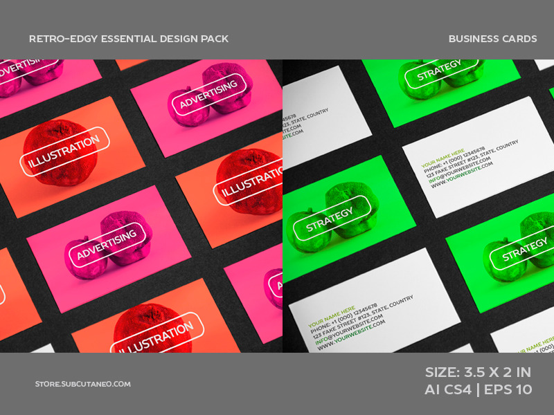 RETRO-EDGY BUSINESS CARD DESIGN (AI), a Templates & Theme by SUBCUTANEO ...