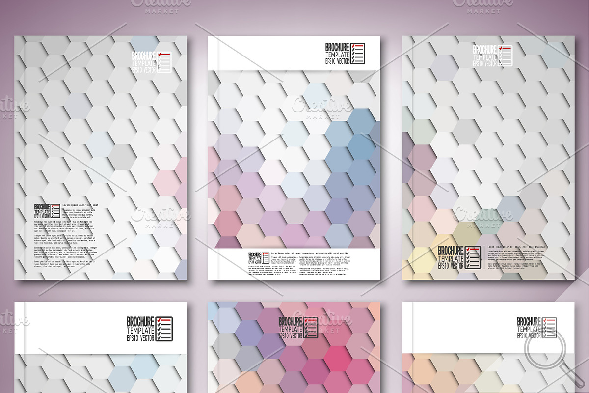 Hexagonal brochure or flyer patterns, a Print Template by VectorShop