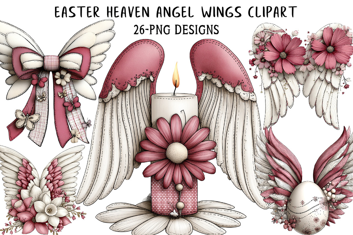 Easter Heaven Angel Wings Clipart, an Illustration by Daily.Designs