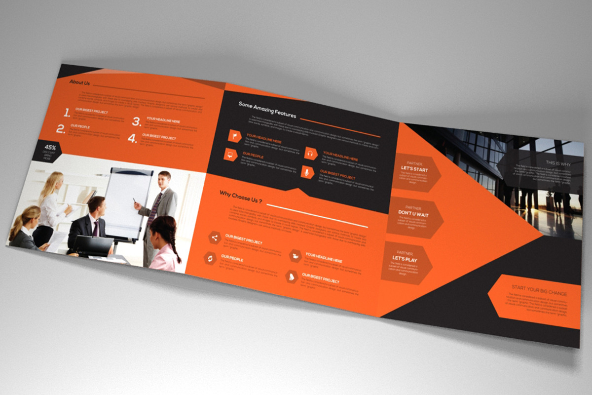 Indesign Brochure red-black theme, a Brochure Template by RudanStudio