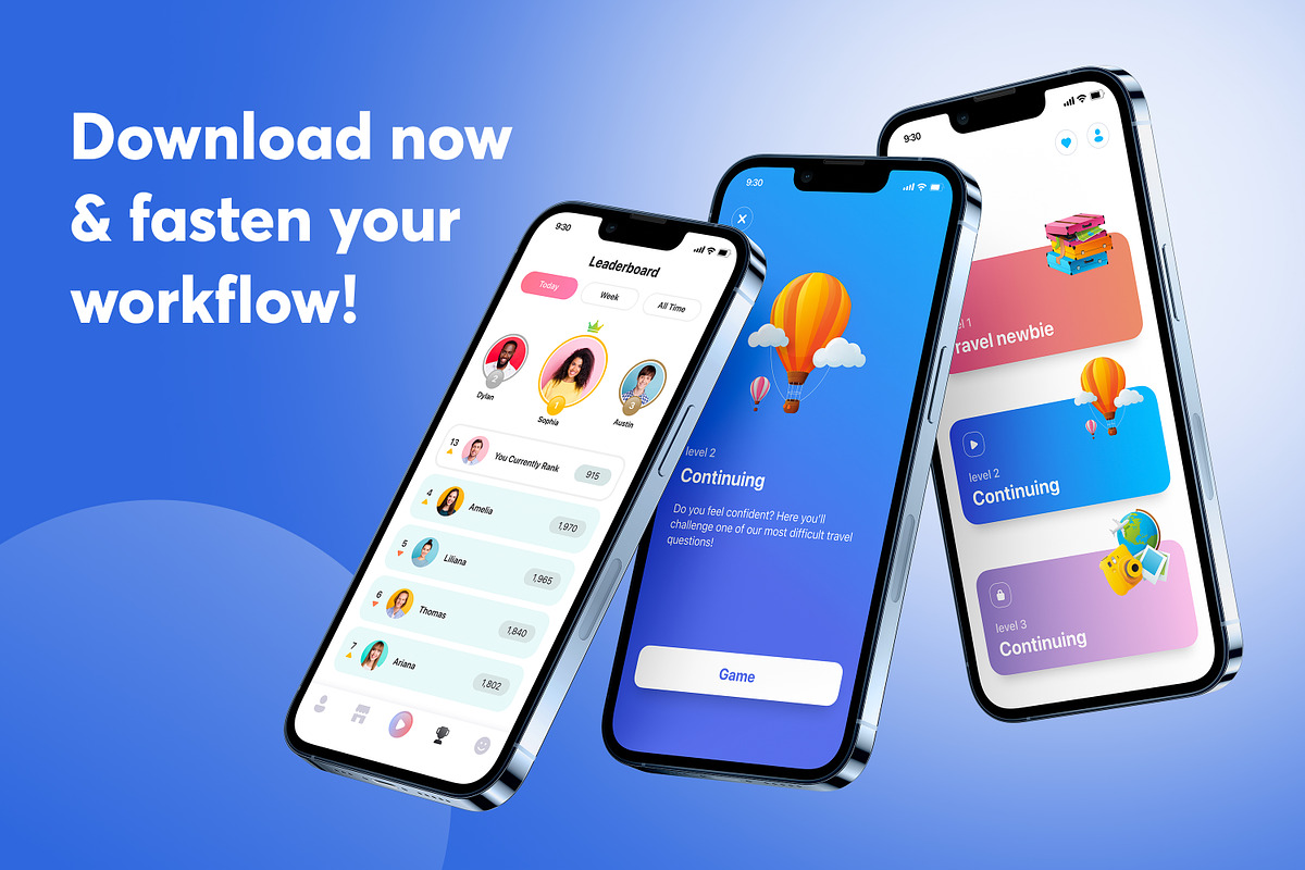 Quiz App, Trivia game UI Kit for Figma