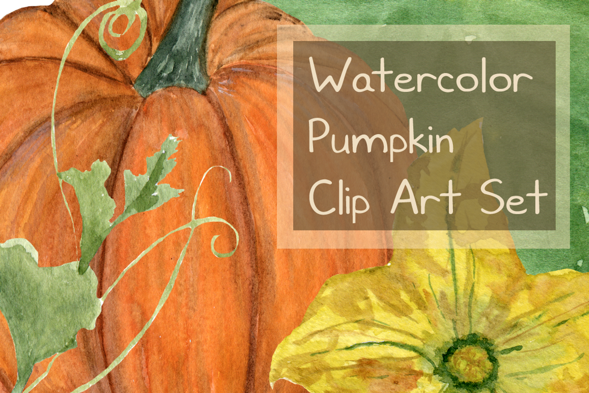 15 Watercolor Pumpkin Clip Art Set, an Illustration by Tati Bordiu
