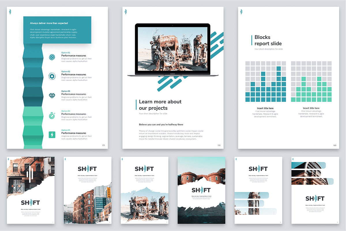 Shift Powerpoint Template - US & A4, a Presentation Template by Reshapely