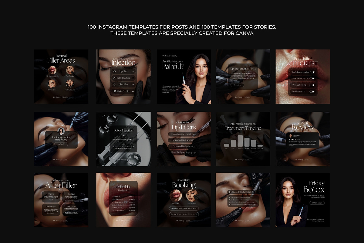 200 Botox and Lip Filler Instagram Canva Templates | Creative Market