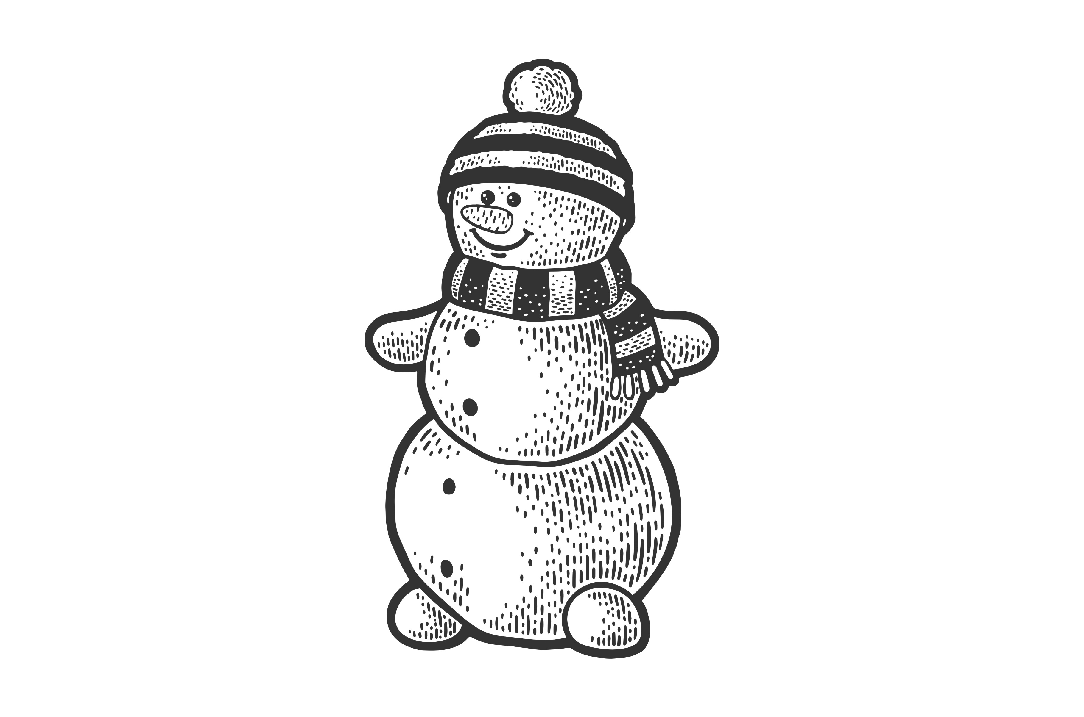 snowman sketch vector illustration, an Object Illustration by AlexArt