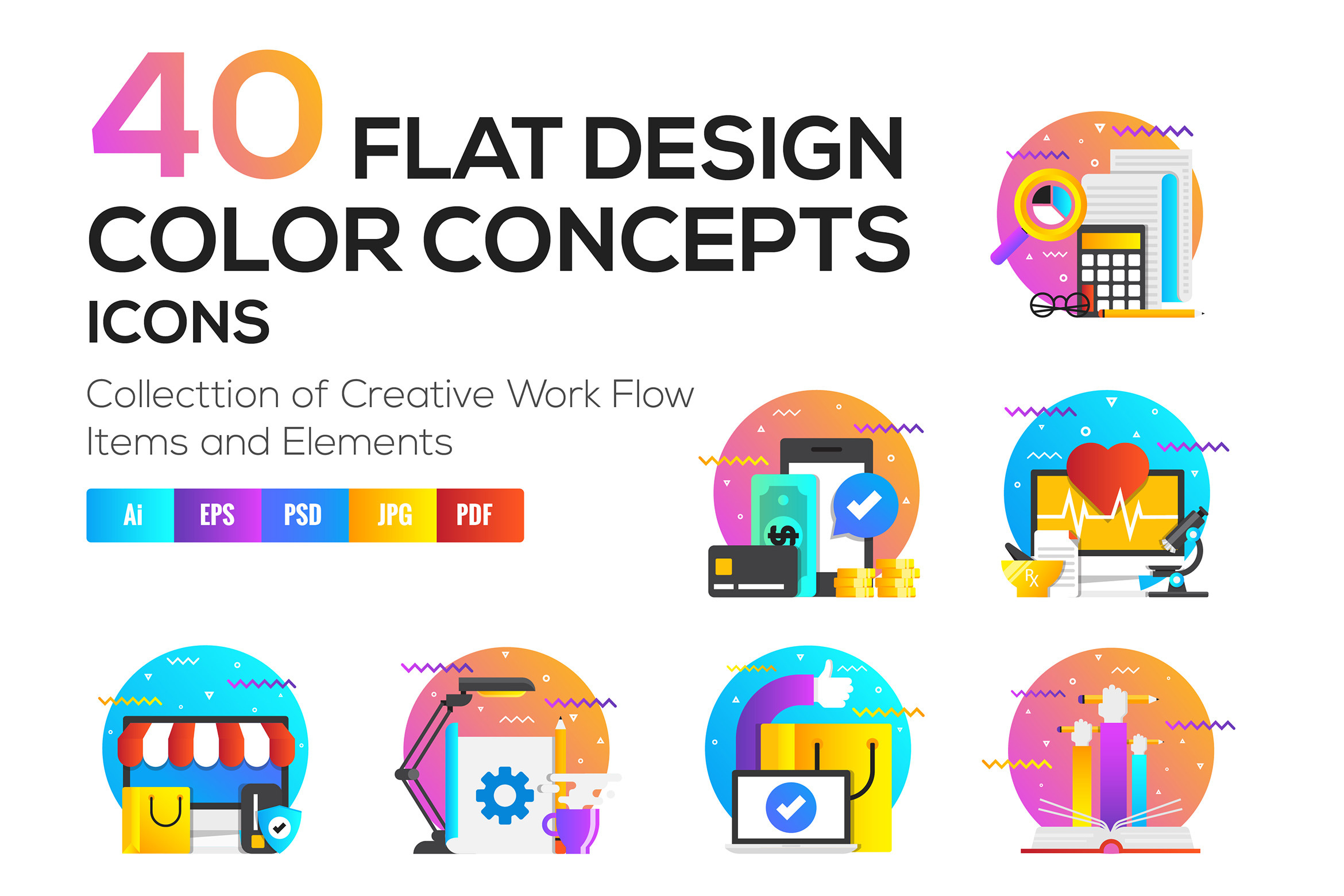 Multi Color Conceptual icons, an Outline Icon by Creative Graphics