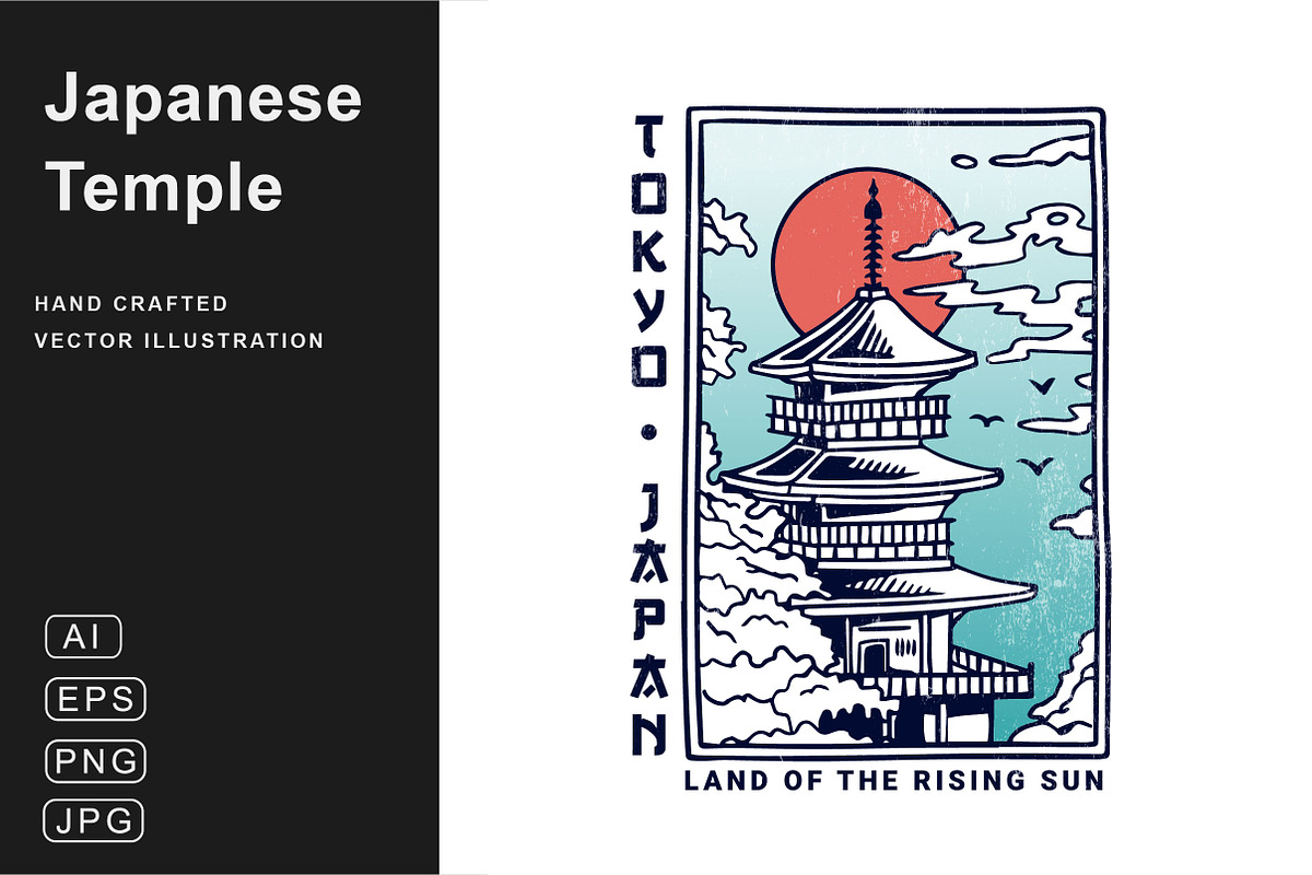 Japanese Temple vector illustration, a Sport Illustration by cd-design.co