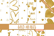 Gold hearts digital papers, a Pattern Graphic by PeDe Designs