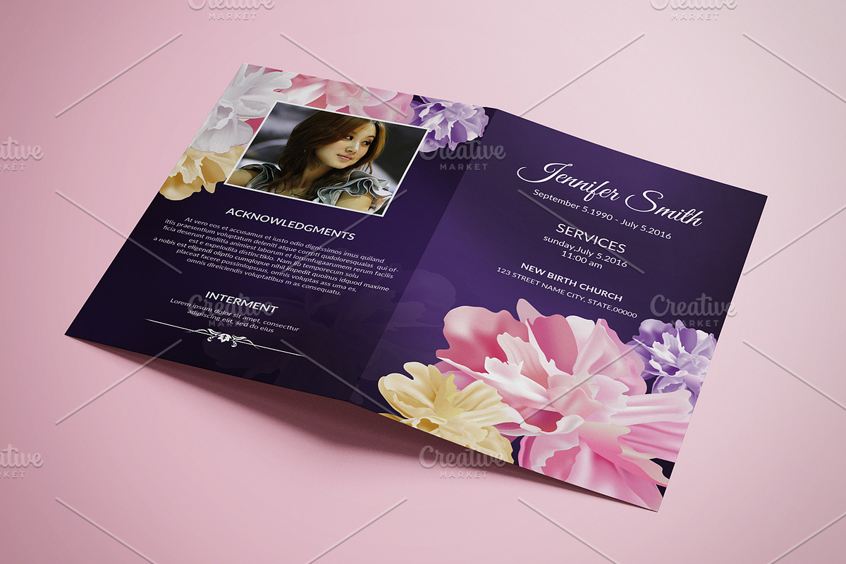 Floral Funeral Program- V833, a Brochure Template by Template Shop