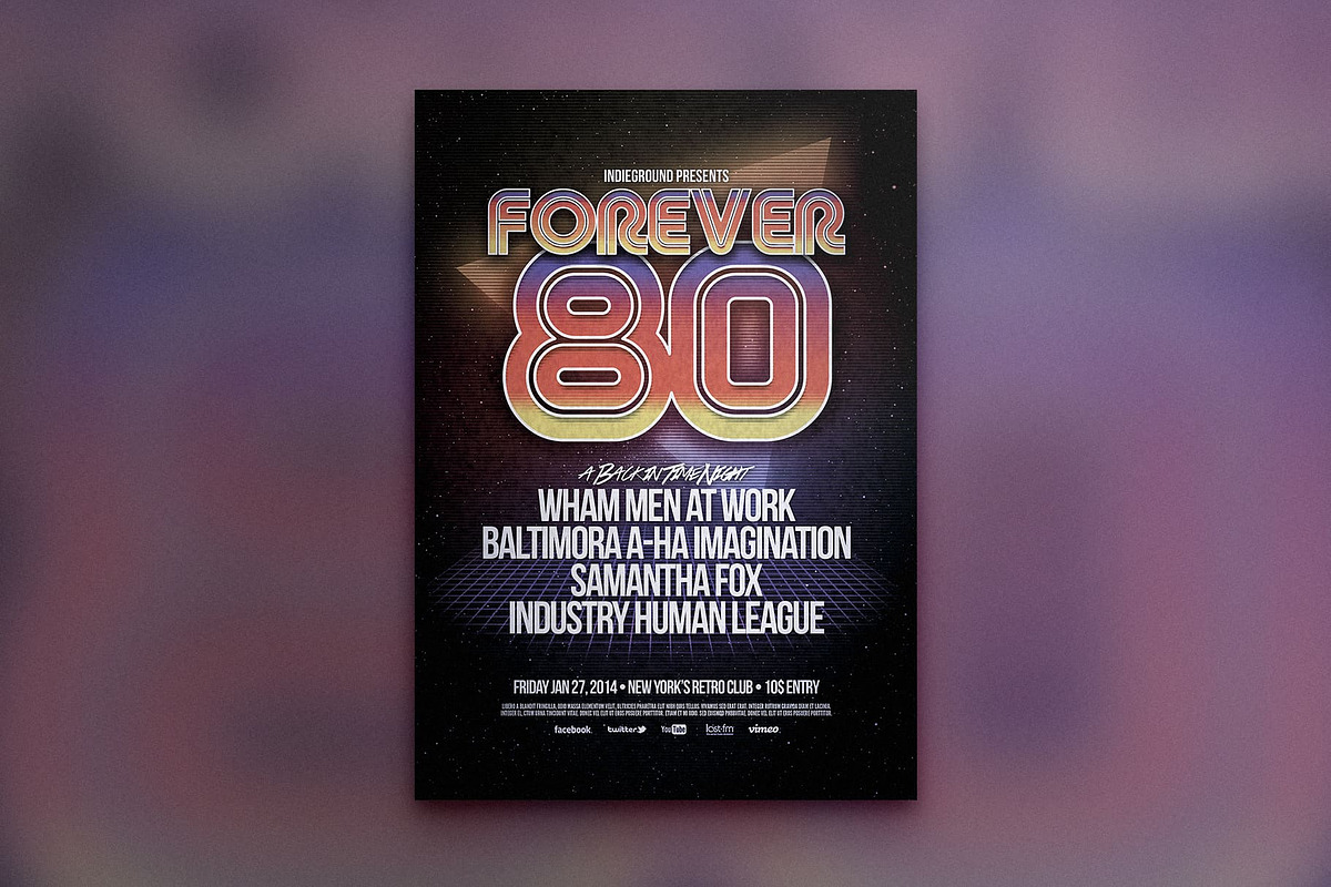 80s Flyer Template Vol.1, a Flyer Template by Indieground Design Inc.
