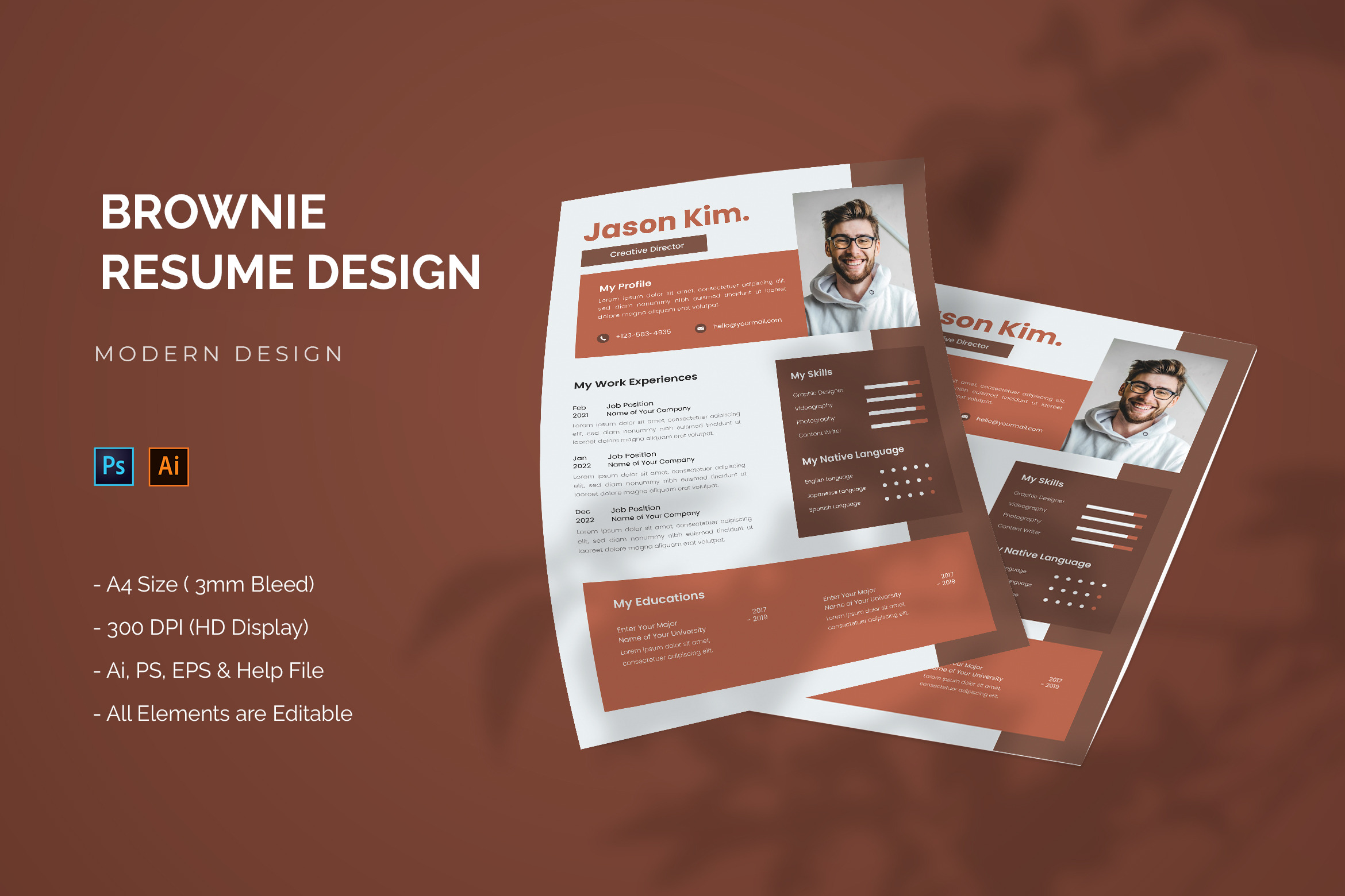 Brownie Modern - Resume Template, a Resume Template by StreaksideStd