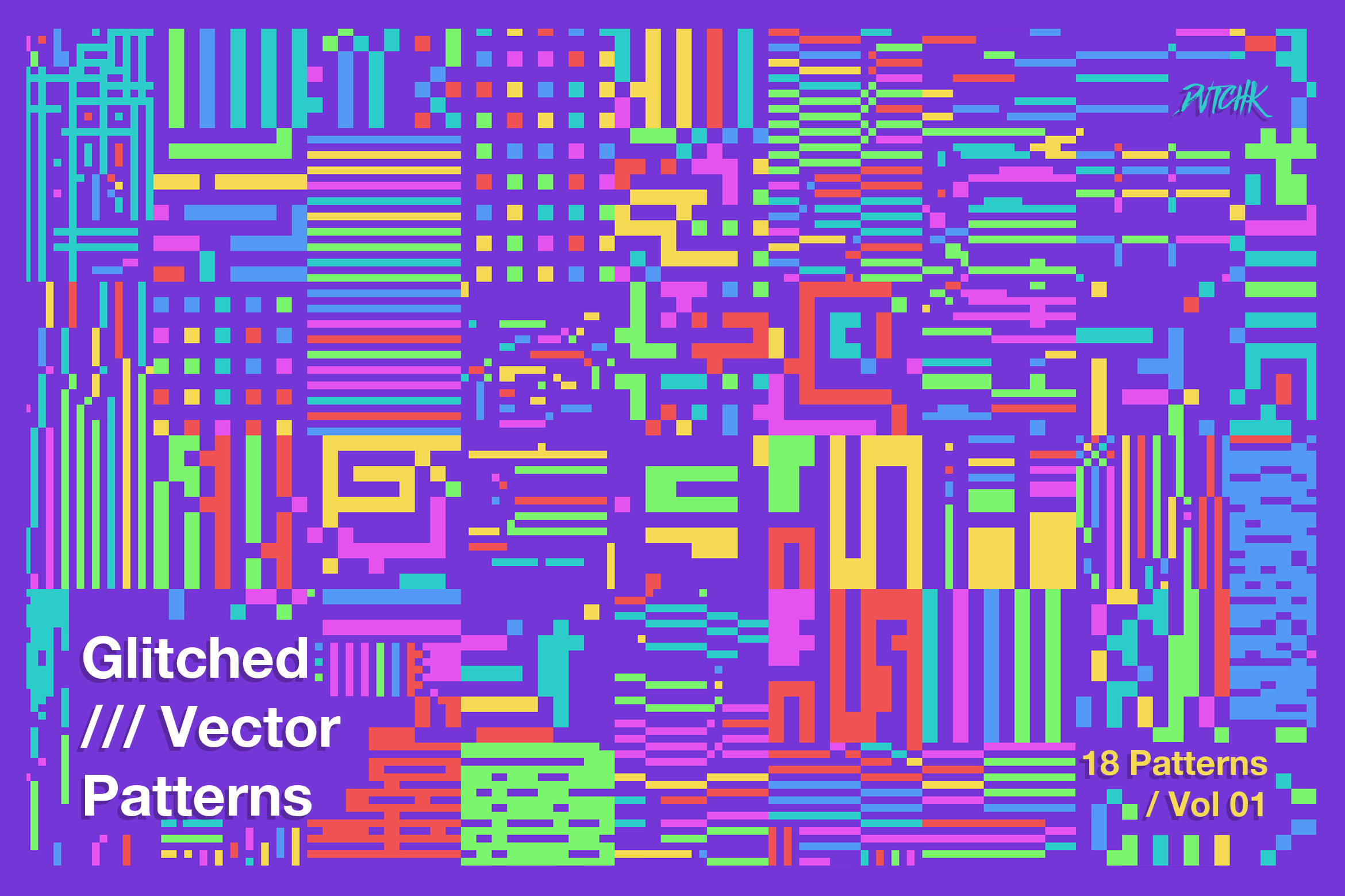 Glitched | Vector Patterns | Vol. 01, a Wallpaper Graphic by dvtchk