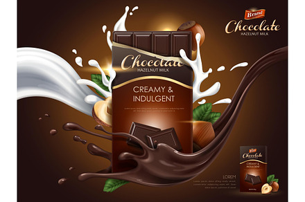 hazelnut chocolate ad | Work Illustrations ~ Creative Market