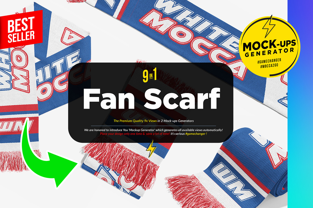 Sport Fan Scarf 9xMockups Generator, an Apparel Mockup by Mocca Mockups ...