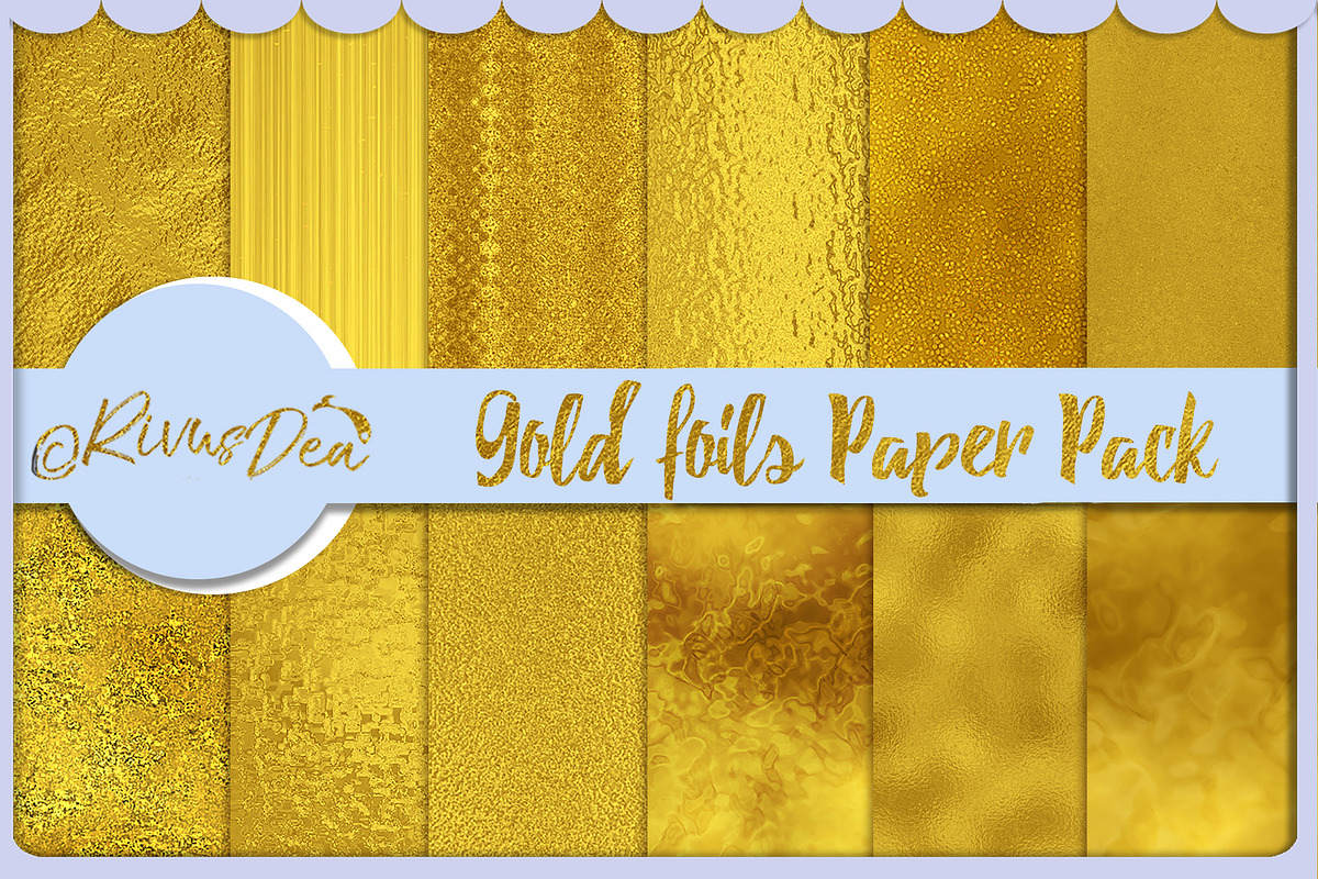Gold foil digital paper kit, a Texture Graphic by RivusArt