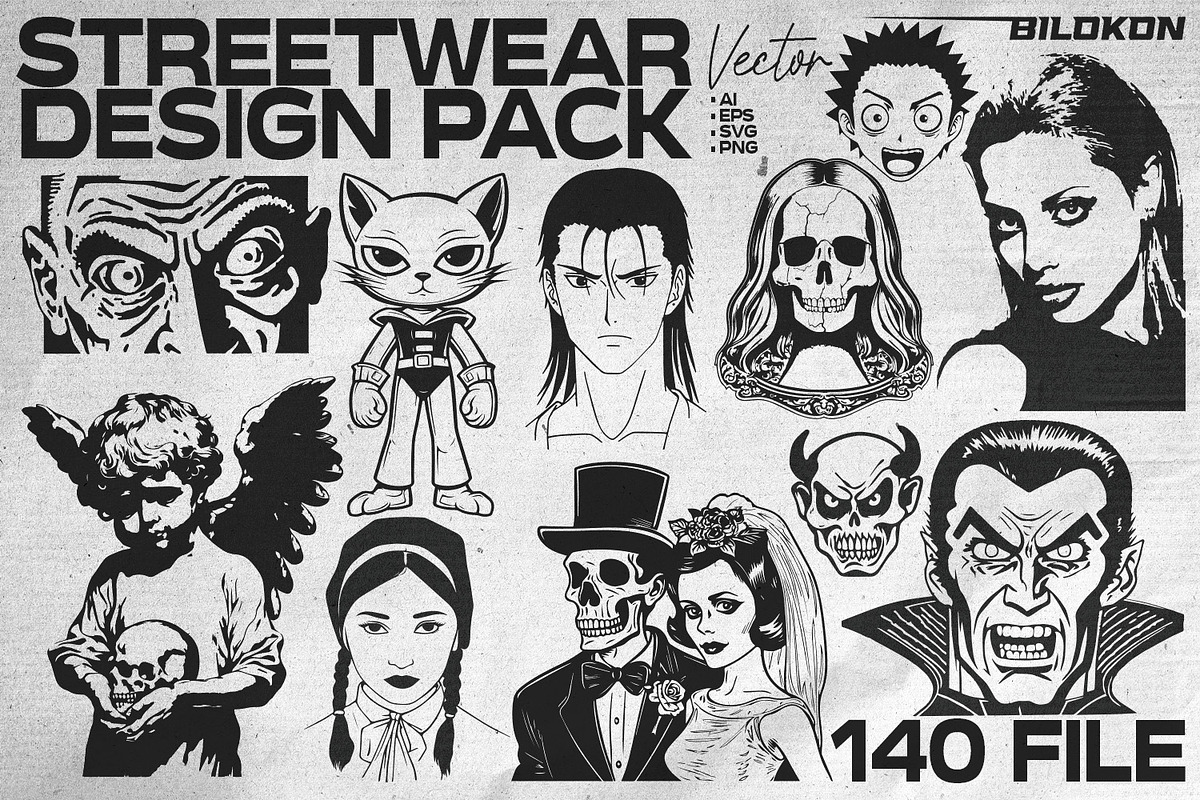StreetWear Design Vector Pack, an Object Illustration by Bilokon