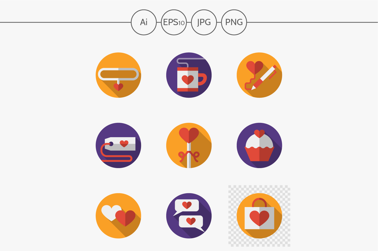Dating and love flat vector icons, an Icon by YershovOleksandr