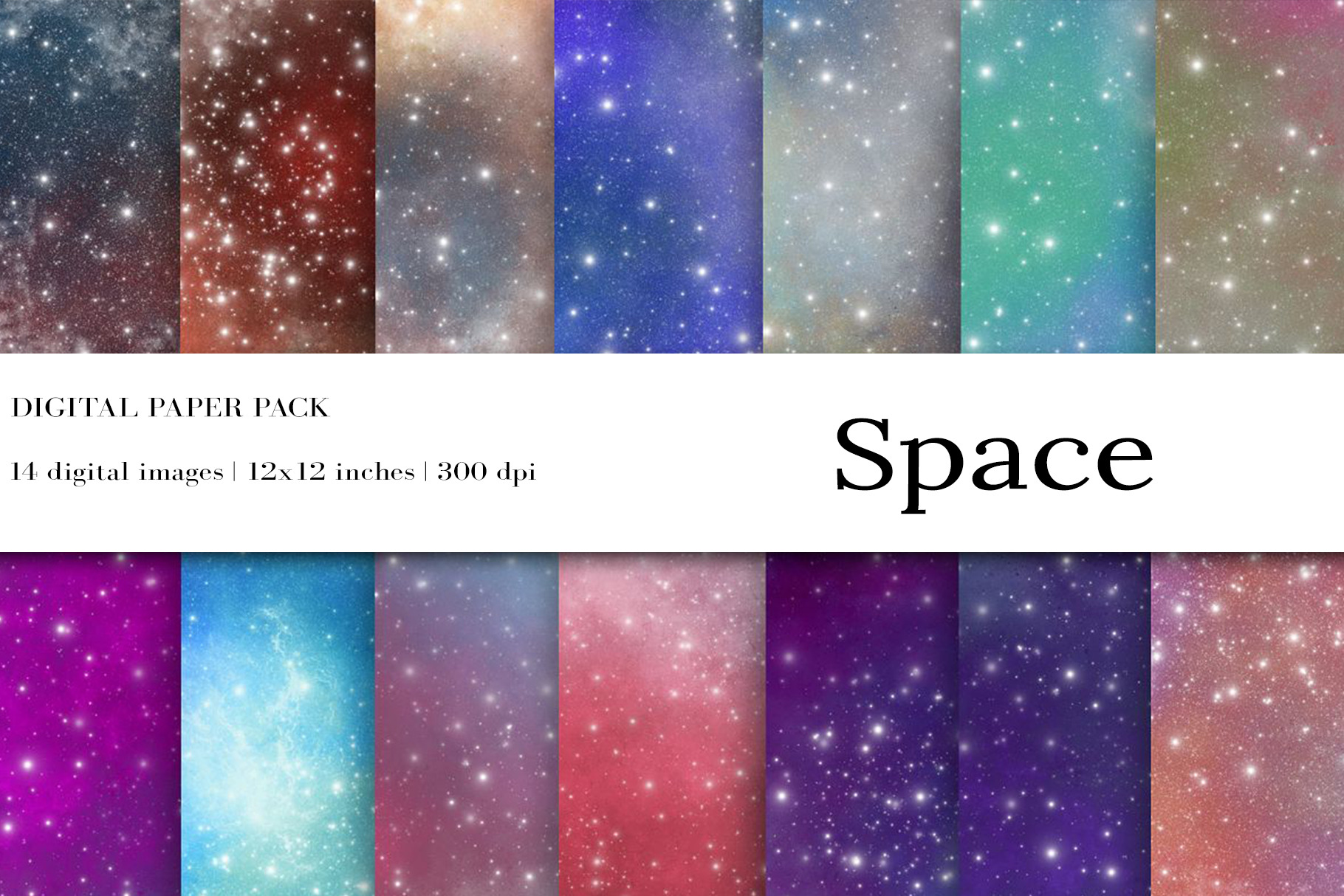 Space Starry Night Digital Papers, a Texture Graphic by BonaDesigns