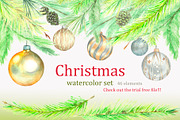 Christmas watercolor set, an Illustration by Art Watercolor