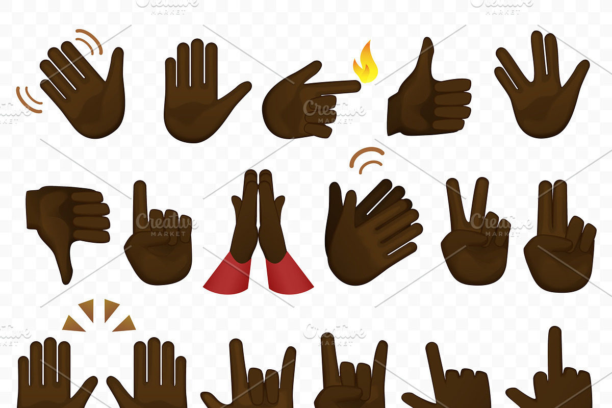 African american hands icons, an Object Graphic by Lemberg Vector ...