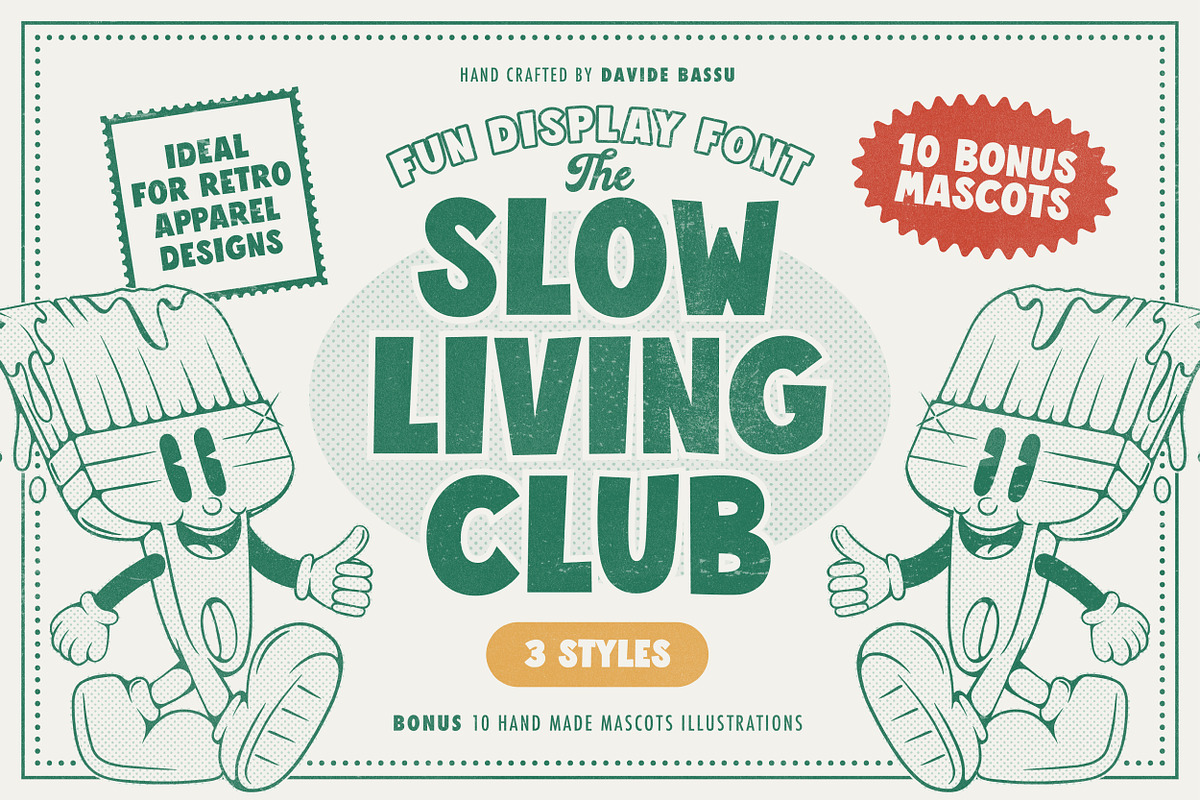 Slow Living Club Display, a Sans Serif Font by Davide Bassu