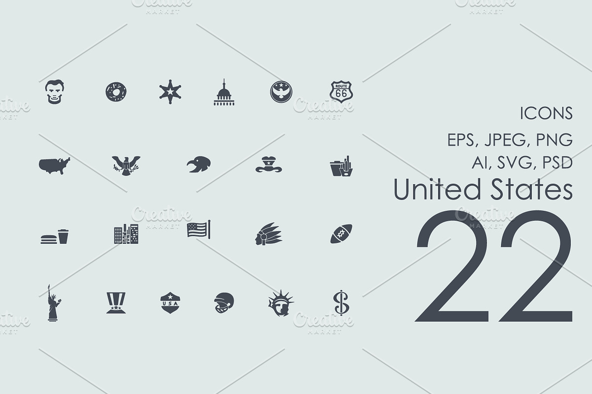 22 United States icons, an Icon by Palau