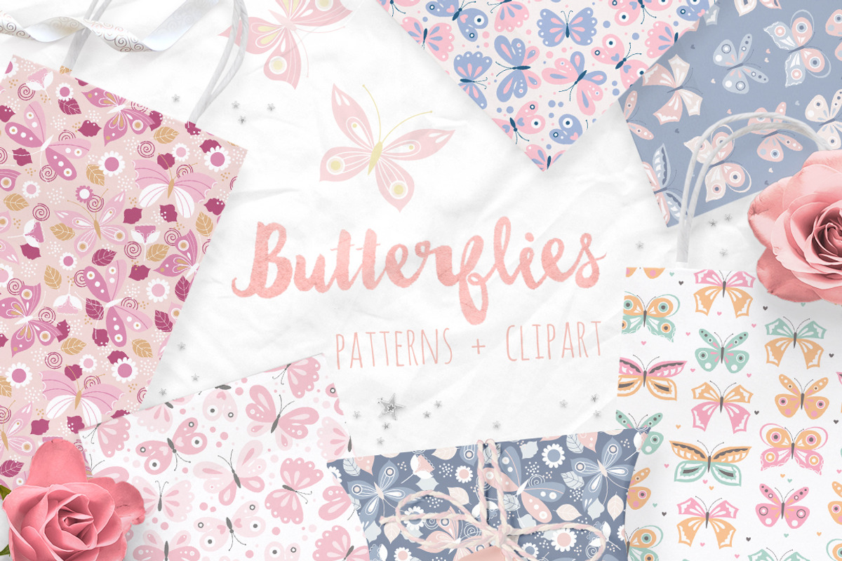 Butterfly vector patterns & clipart, a Pattern Graphic by Inna Moreva