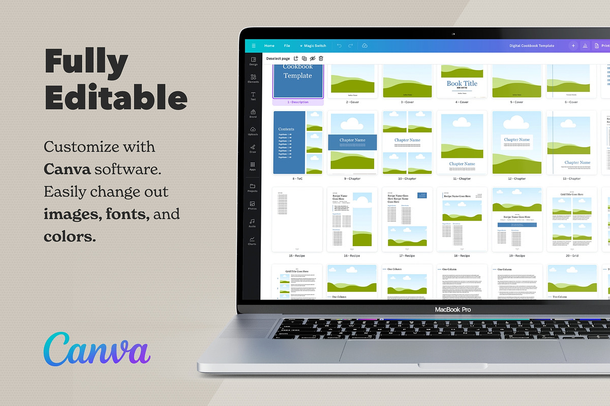 Canva Digital Cookbook Template, a Brochure Template by Dandymark | Creative Market