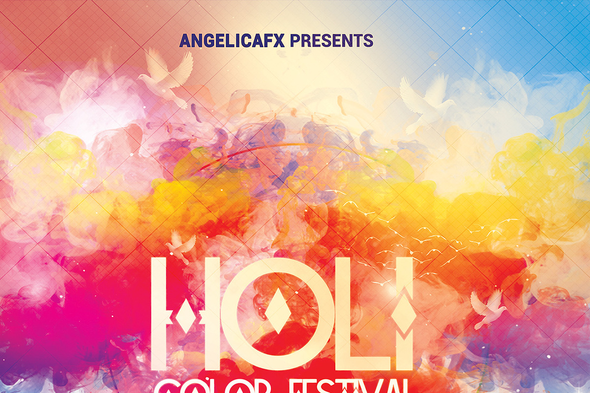 Holi Color Festival Poster Template, a Flyer Template by angelicafx