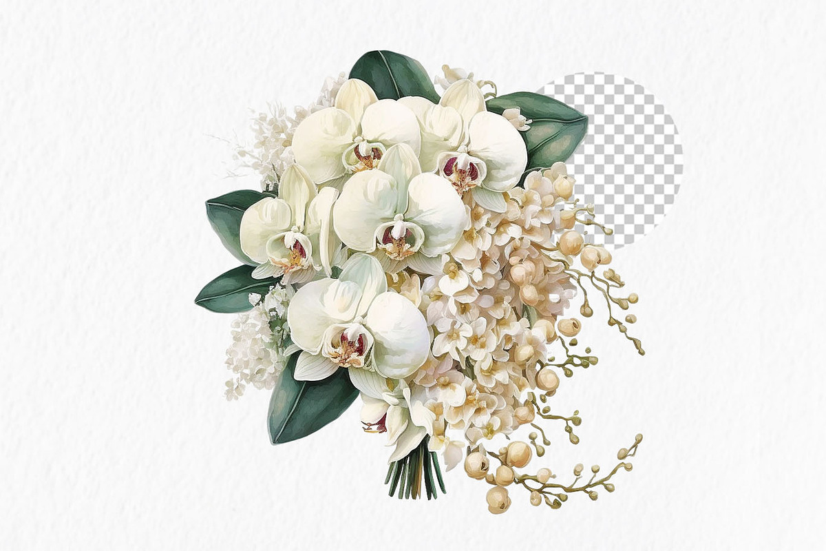 White orchids Watercolor Clipart PNG, an Object Illustration by ...