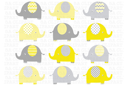 Elephants Clip Art, an Illustration by SA ClipArt