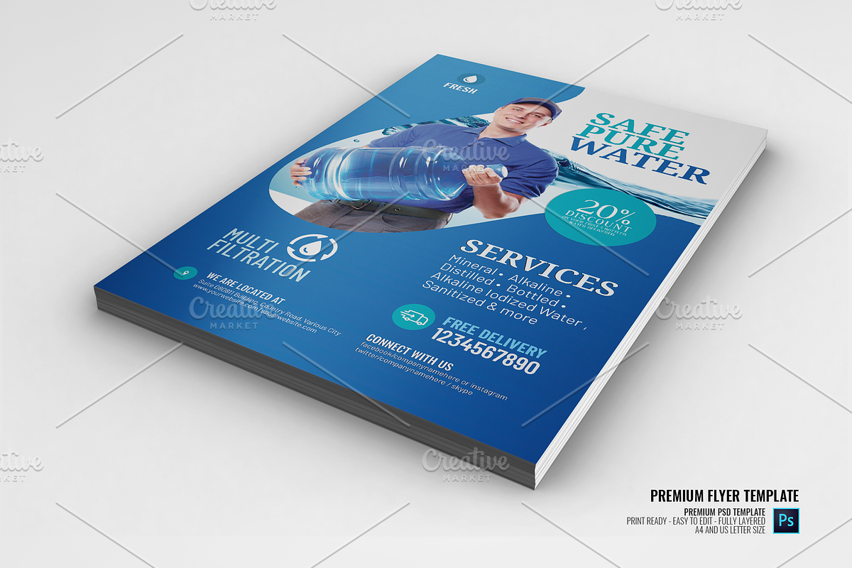 Water Refilling Station Flyer, a Flyer Template by PSDPixel