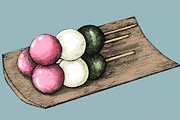 Hand drawn dango japanese psd featuring asian, charcoal, and cuisine ...