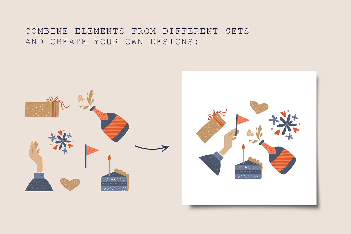 Celebration kit | Vector collection, a Decorative Illustration by ...