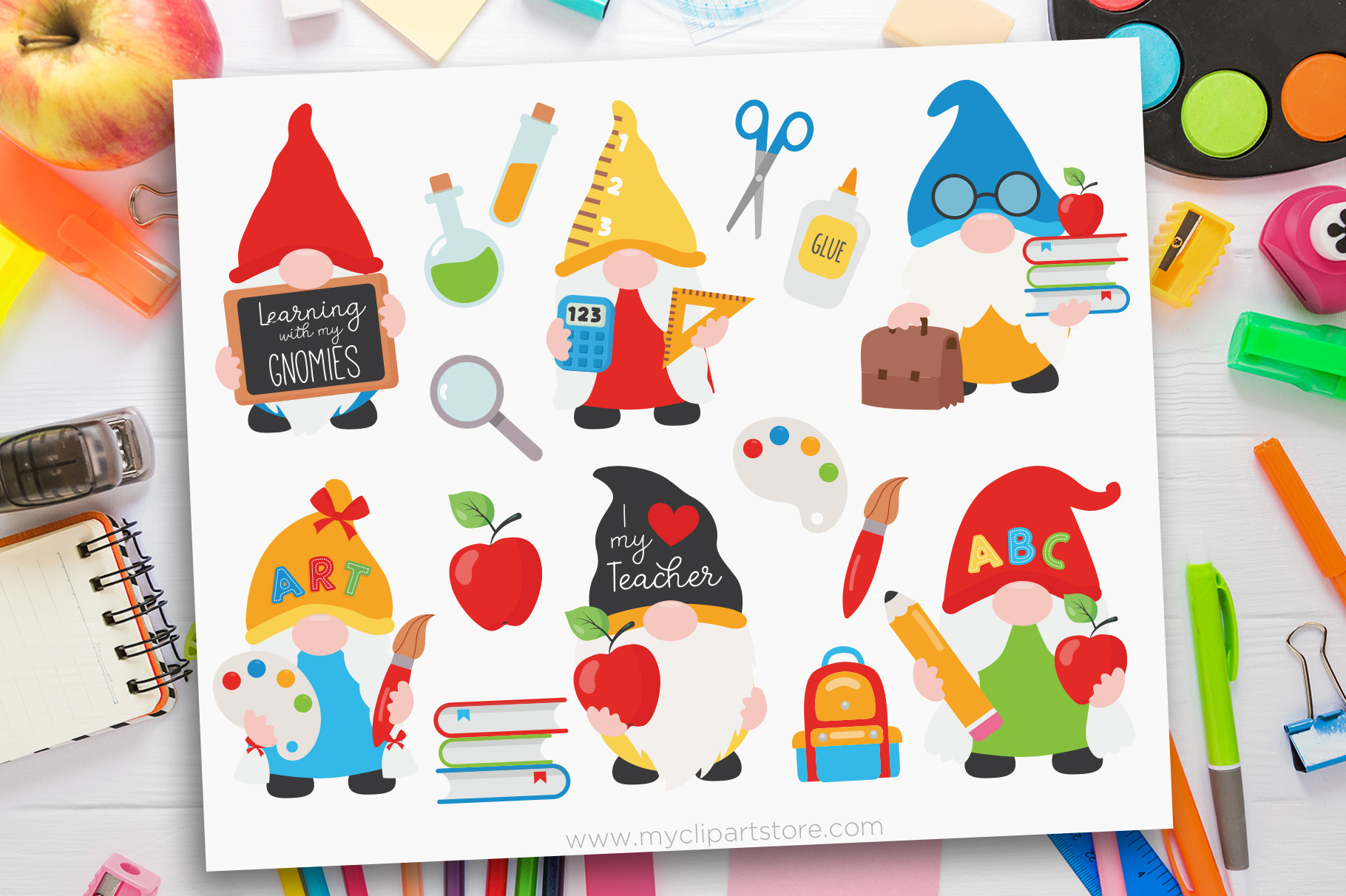 Back to School Gnomes Clipart, SVG, an Education Illustration by ...