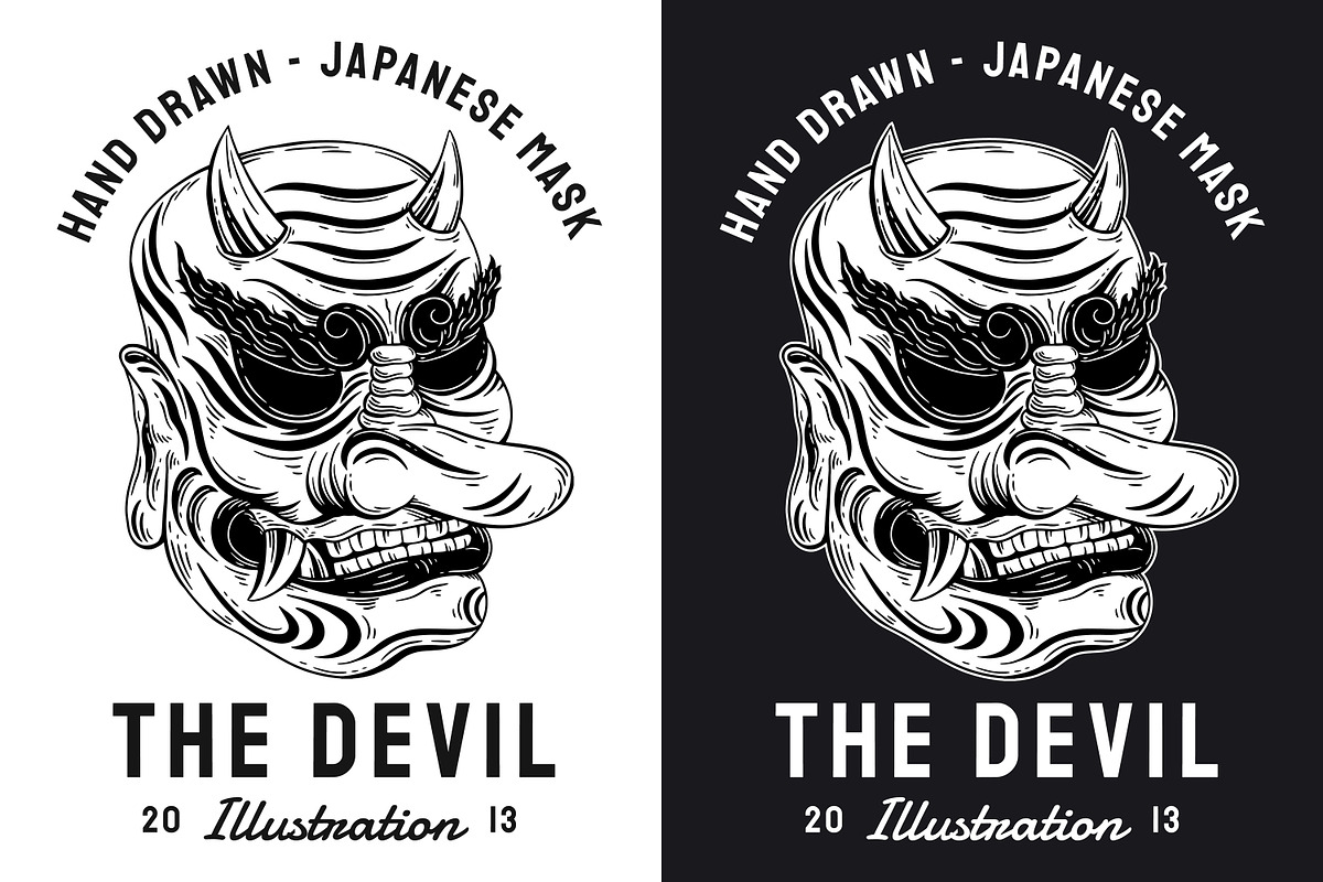 15 Set Japanese Demon Mask Skull, an Illustration by Morspective ...