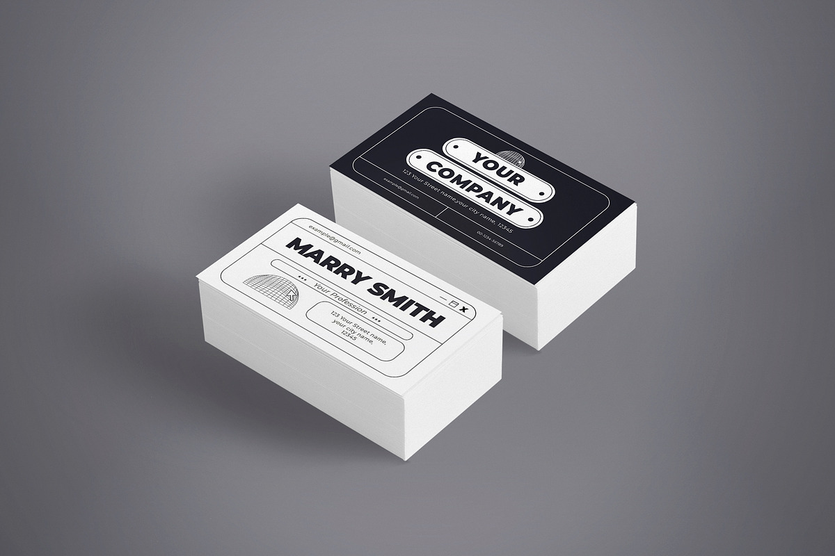 Monochrome Business Cards, a Business Card Template by graphicook