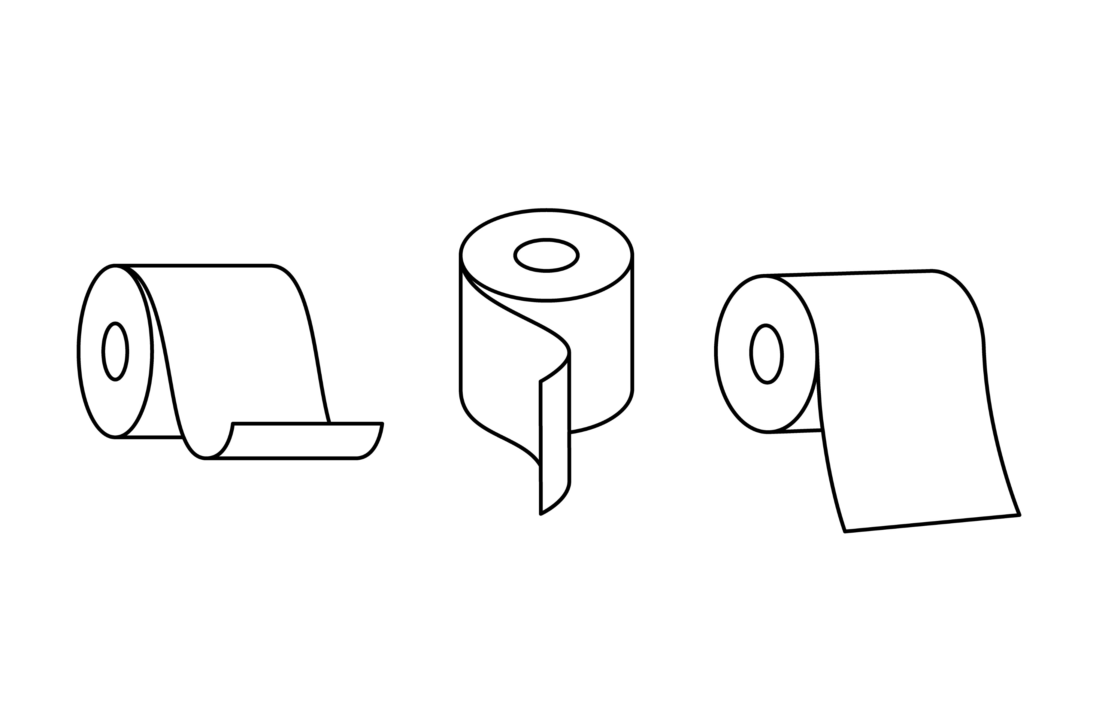 Paper rolls outline symbols. Toilet, an Object Illustration by GraphiShop
