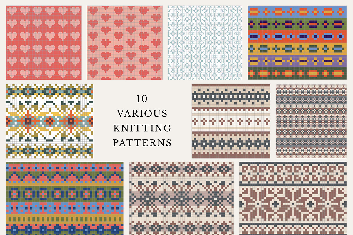 26 NORDIC KNITTING PATTERNS, a Pattern Graphic by Olga Begak Art & Design