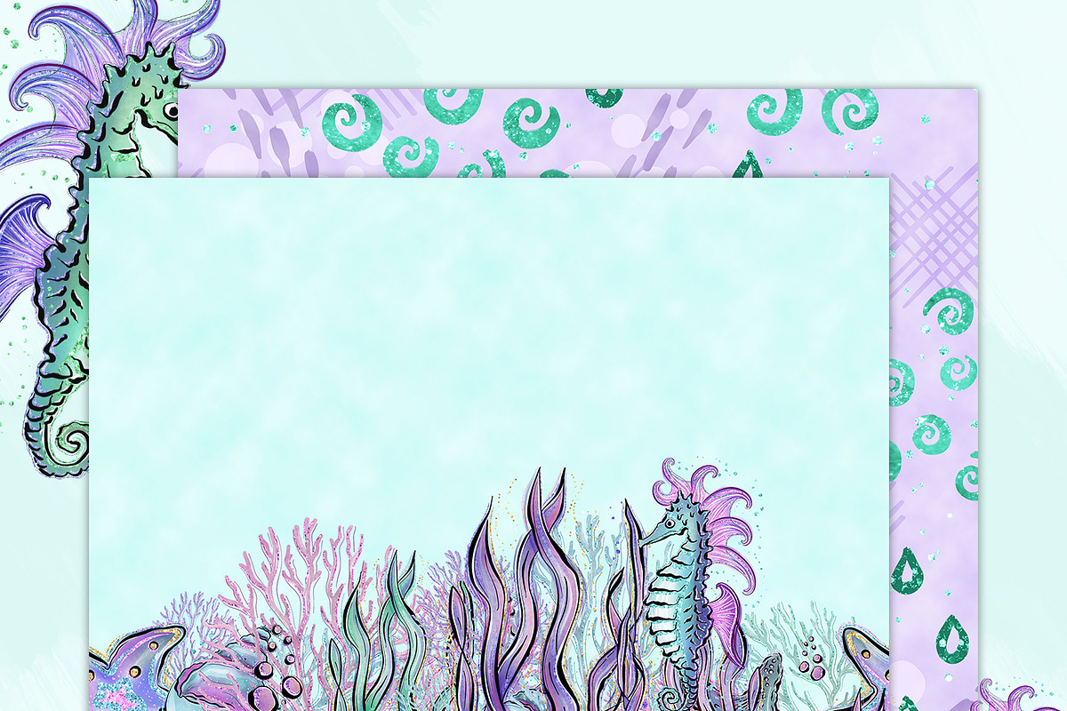 Mermaid Digital Paper, a Pattern Graphic by Phantasia Design | Creative ...