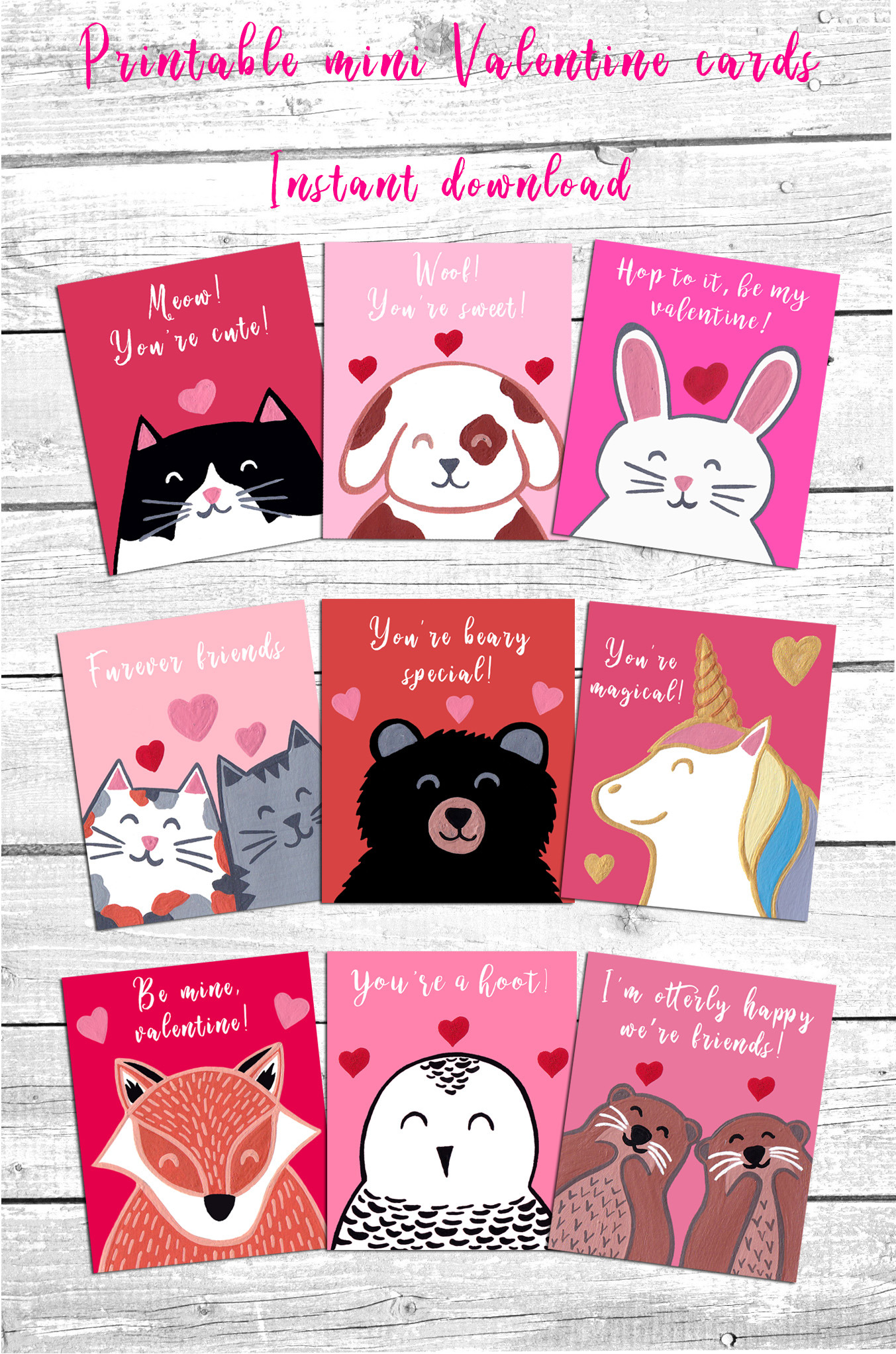 Printable Mini Valentine's Day Cards | Creative Market