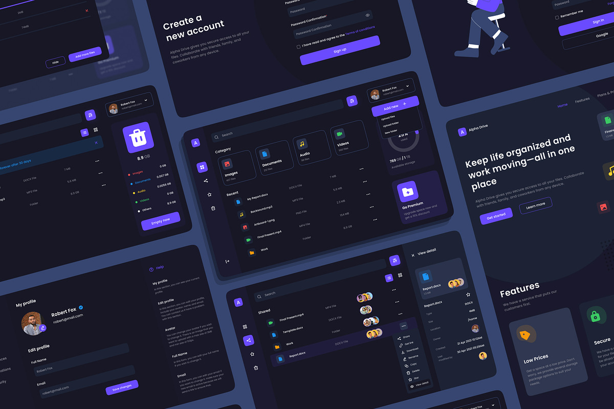 Alpha Drive Cloud Storage UI Kit